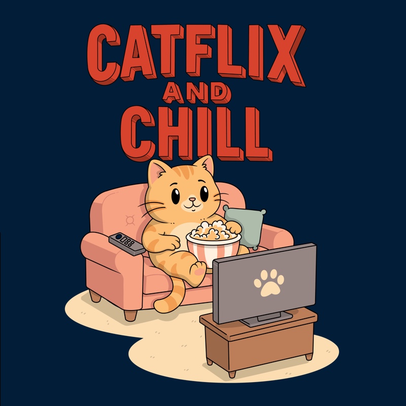 Design Catflix And Chill by Artthree - Pampling.com